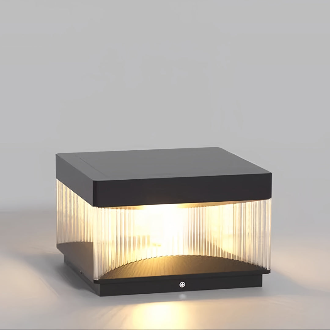 Square Pillar Lights Solar Powered with Ribbed Glass – Dazuma