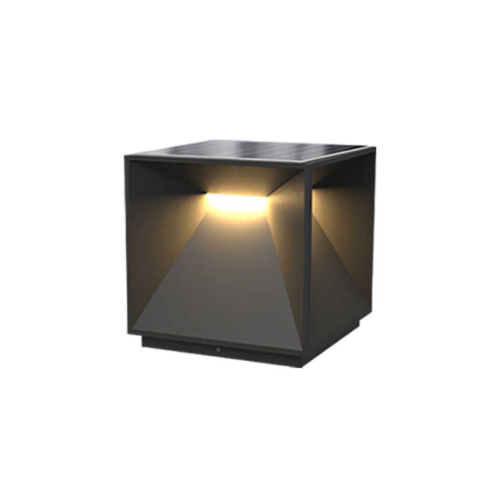 Garden Pillar Lights Outdoor Black Cube Pier Mount Lamp – Dazuma