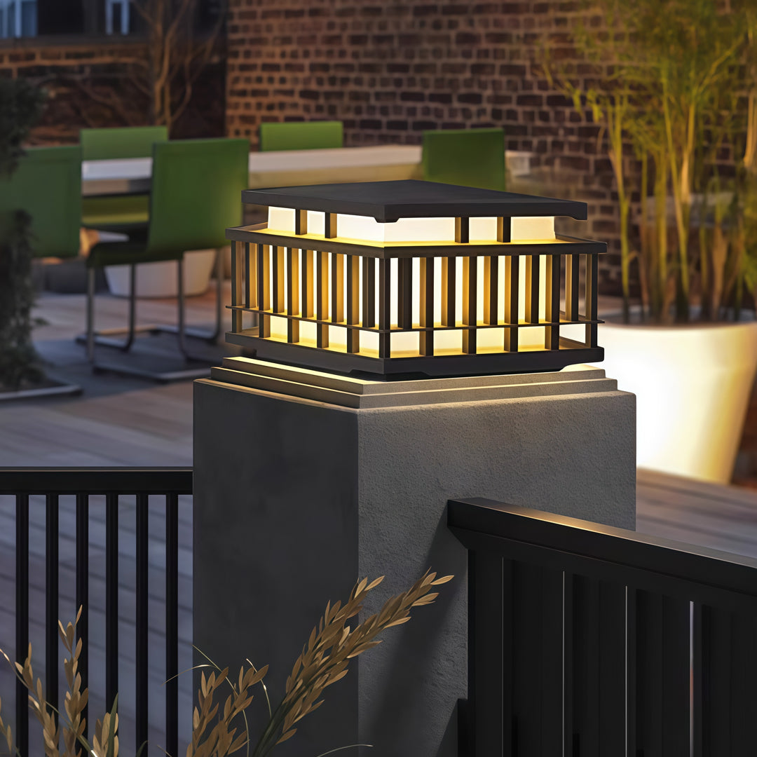 Pillar Lights For Garden Square Grid Post Fixture – Dazuma