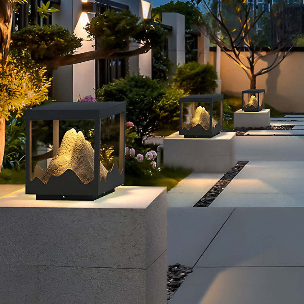 Decorate Pillar Light Resin Mountain Solar Landscape Light – Dazuma