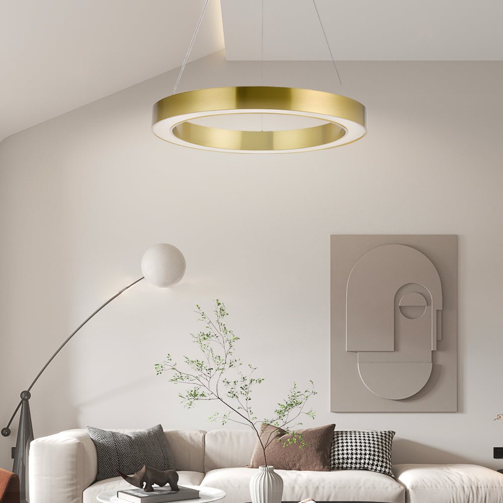 Gold Ring Pendant Light - Modern Luxury LED Suspension - Dazuma
