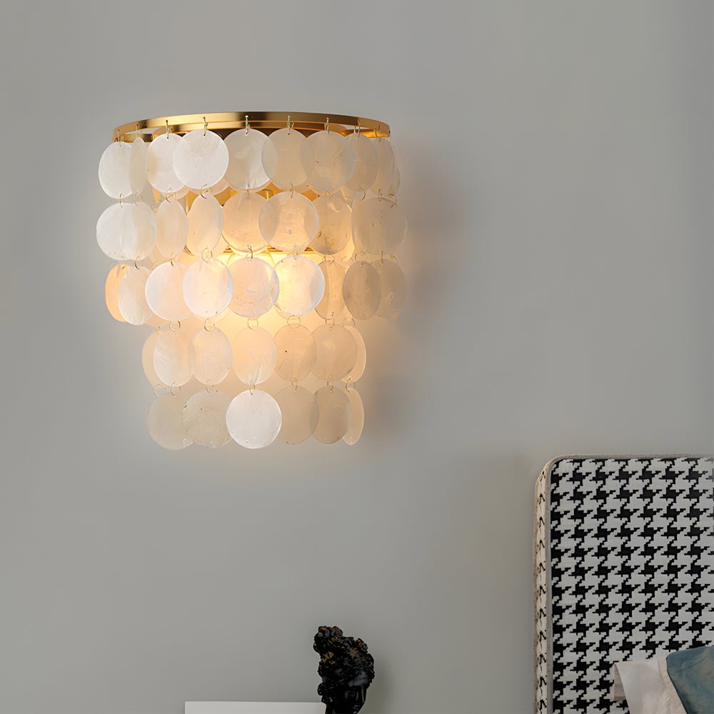 Gold/Chrome Coastal Capiz Shell Wall Sconce LED Metallic Bedside Wall ...