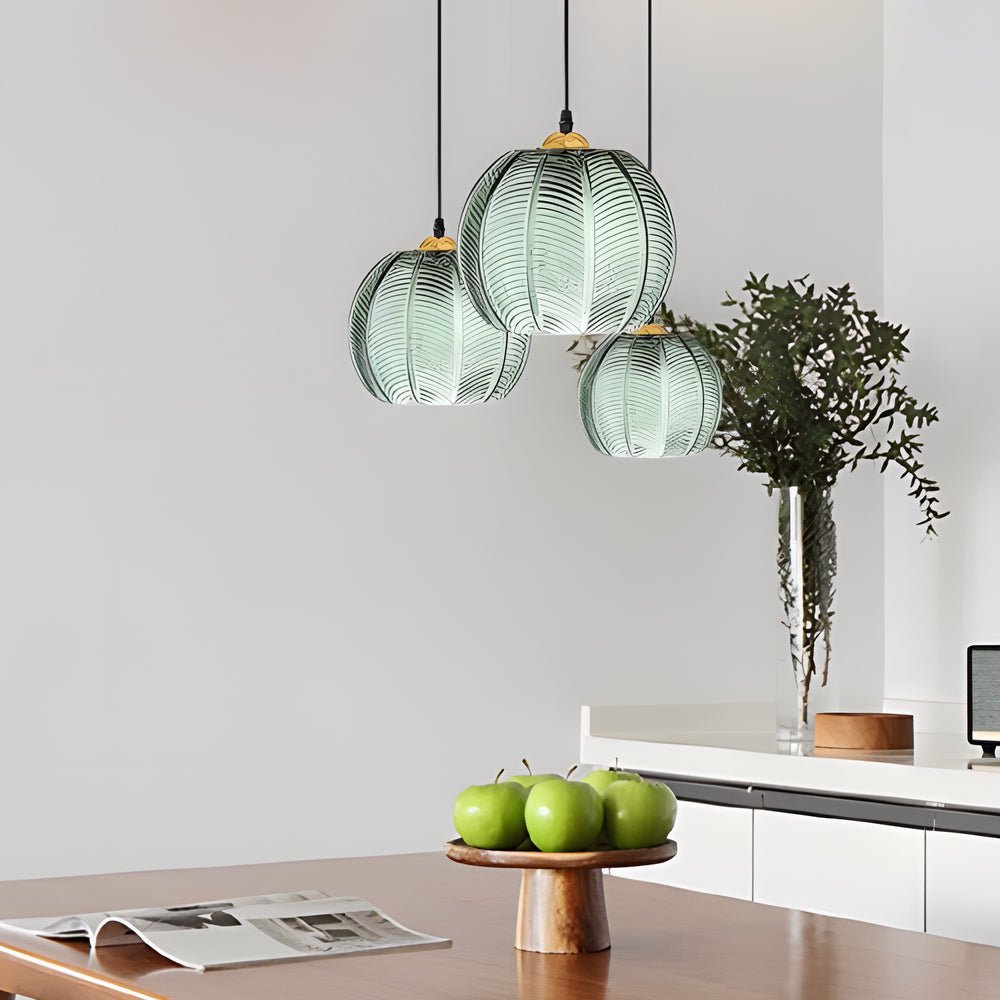 Green Leaves Texture Glass Kitchen Island Lighting Pendant Lights - Dazuma