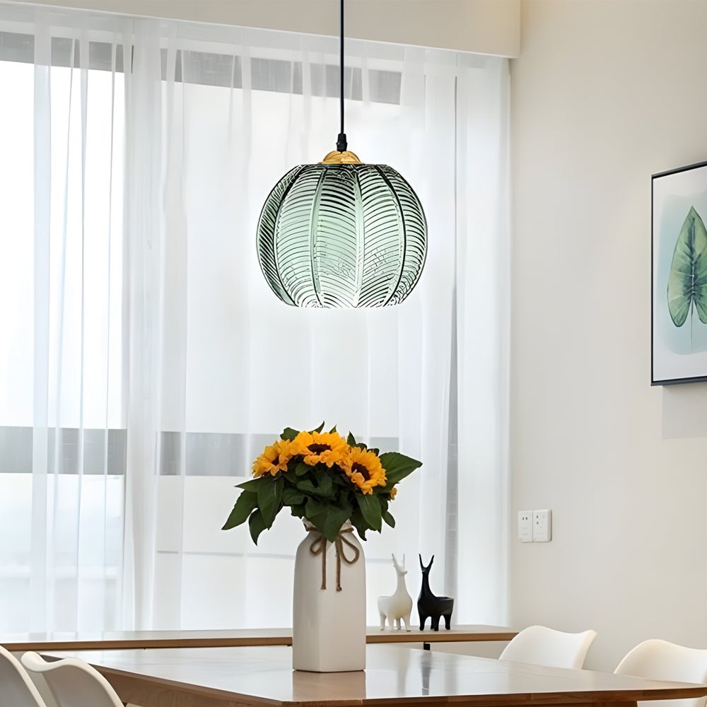 Green Leaves Texture Glass Kitchen Island Lighting Pendant Lights - Dazuma