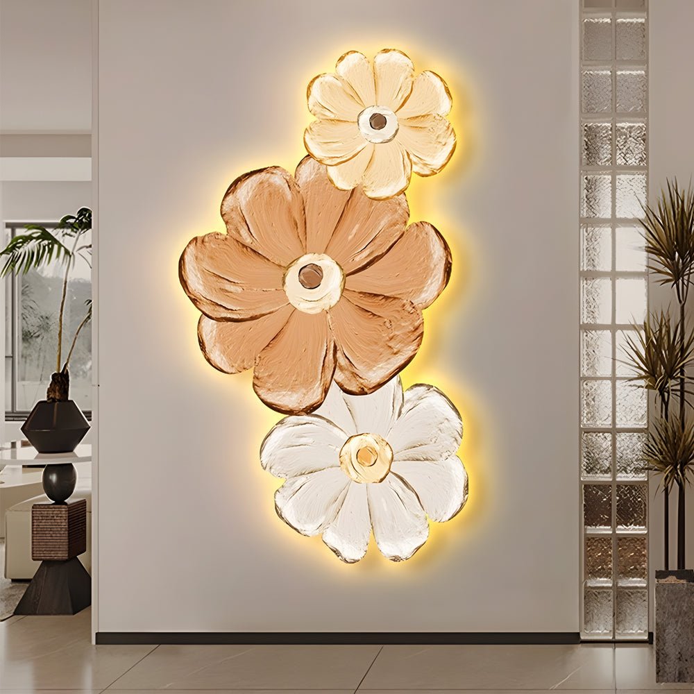 Ins Flowers Plant Luminous LED Lighting USB Decorative Painting Wall ...