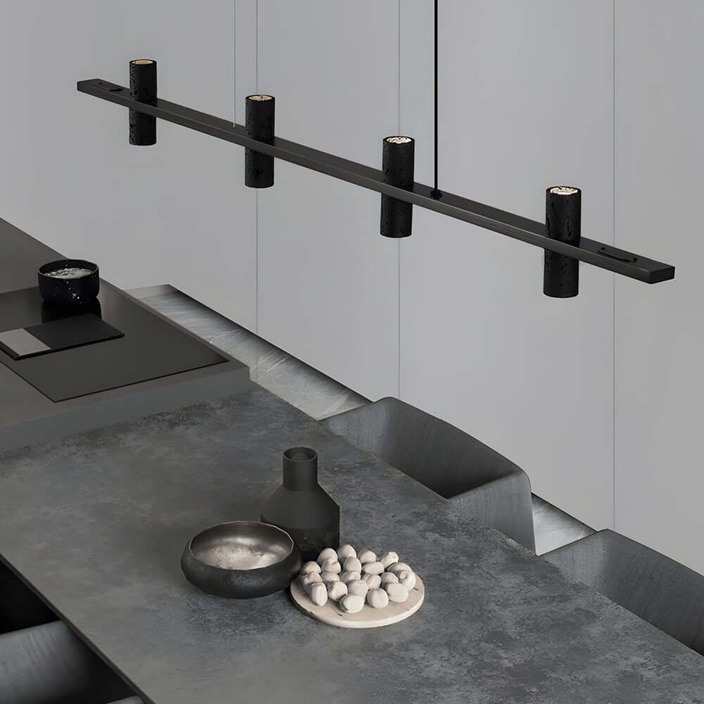 LED Copper Black Stone Linear Island Pendant Light - Dazuma
