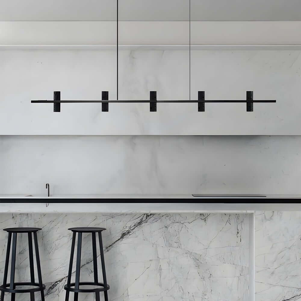 LED Copper Black Stone Linear Island Pendant Light - Dazuma