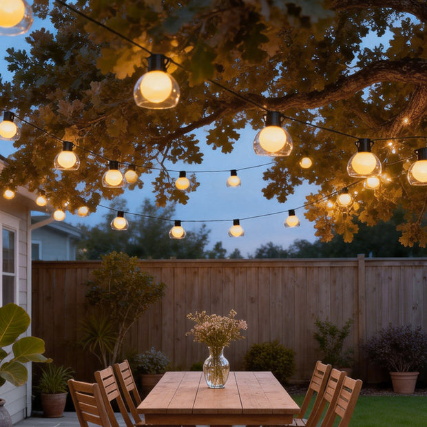 LED Globe String Lights Outdoor Warm White Patio Lamp – Dazuma