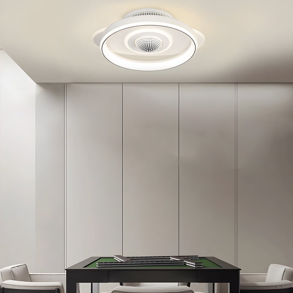 LED Smart Bladeless Ceiling Fan Round White Ceiling Fans with Dimmable ...