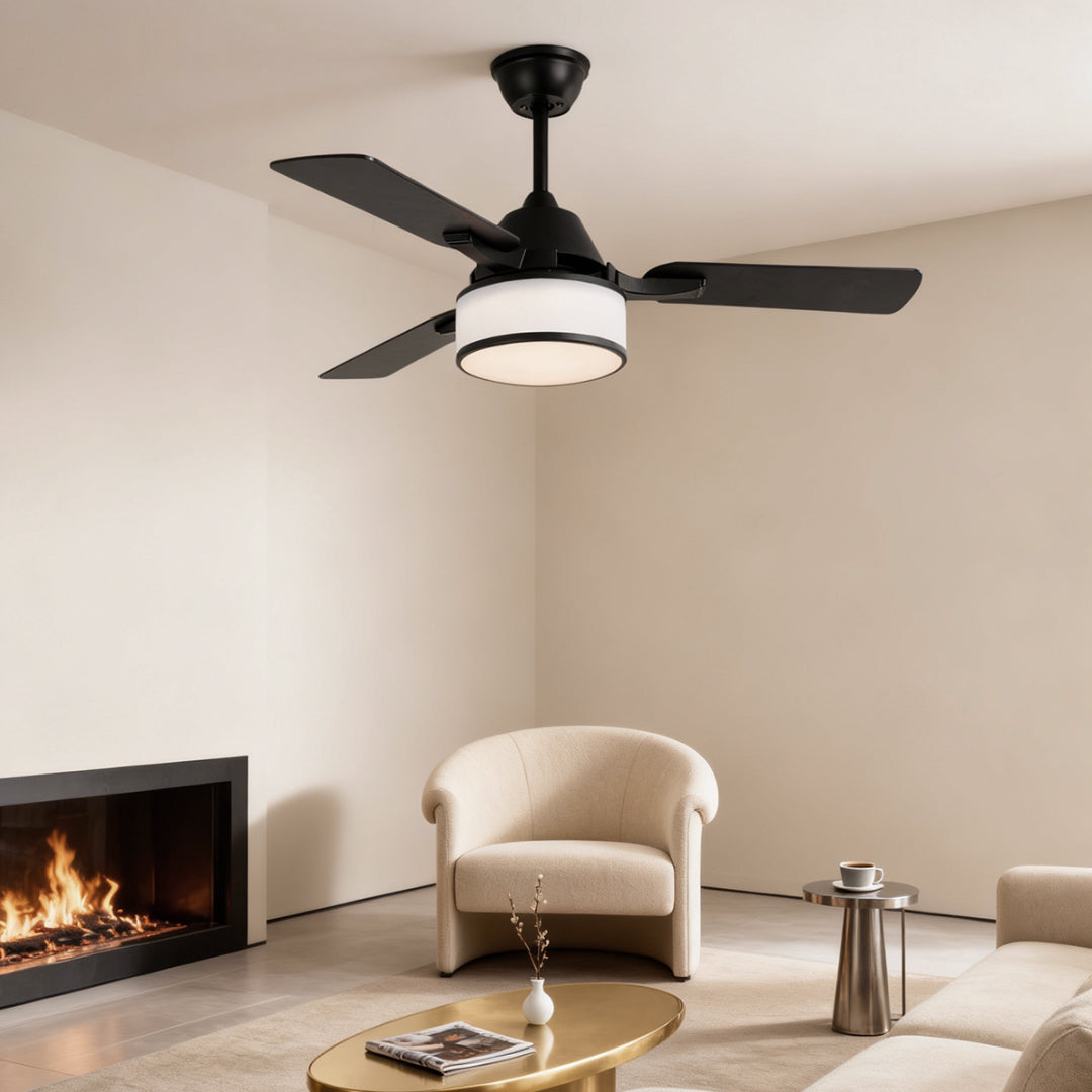 Ceiling Fans with Lights European Retro Fabric Shade Fans – Dazuma