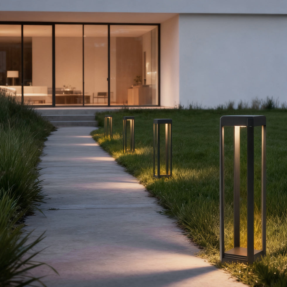 Metal Solar Pathway Lights - Modern Open Frame Bollard – Dazuma