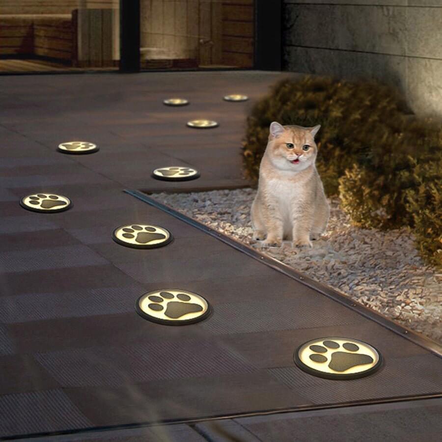 Modern Cat Paw Print LED Recessed Lights for Decks and Gardens - Dazuma