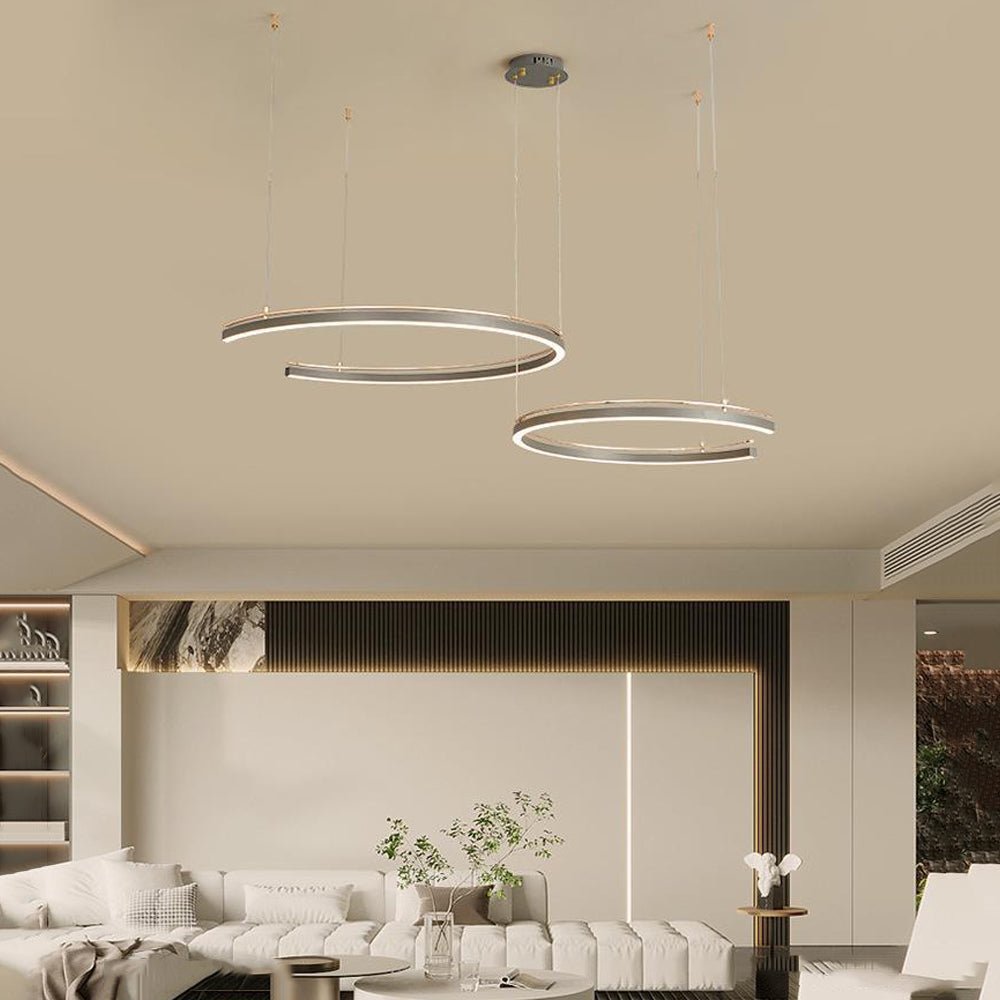 Modern Circular 2/3-Light C-Shape Suspension Ceiling Lamp - Dazuma