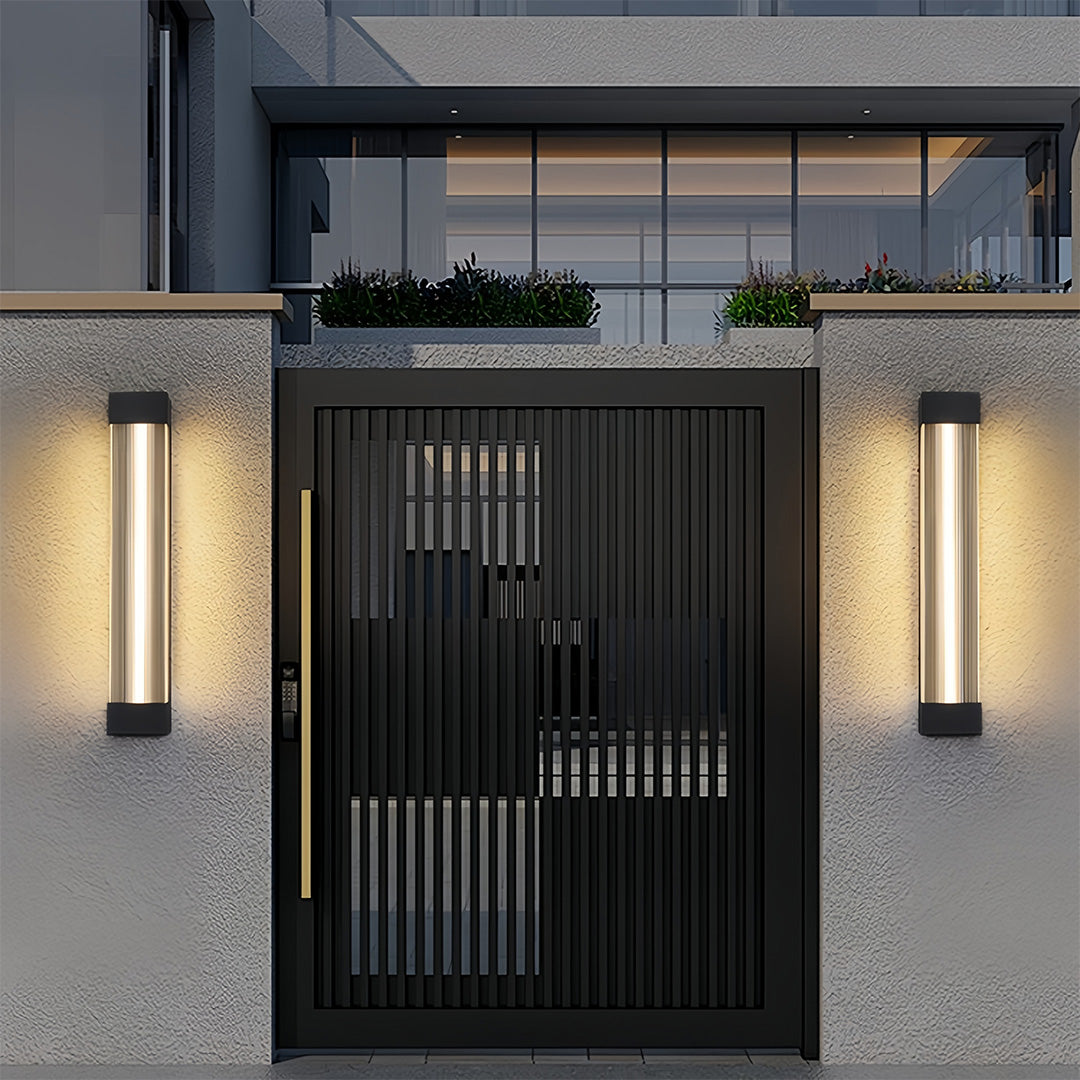 Linear Outdoor Sconce - Vertical Black Frame with Frosted – Dazuma