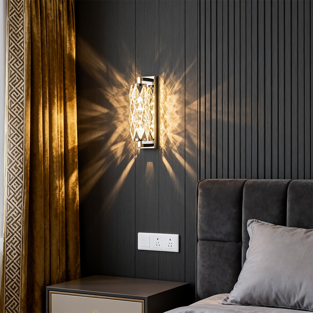 Modern Wall Light With Faceted Crystal Starburst Effect – Dazuma