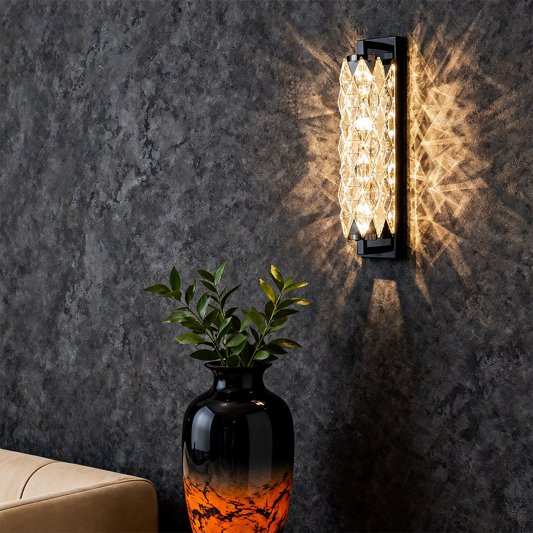 Modern Wall Light With Faceted Crystal Starburst Effect – Dazuma