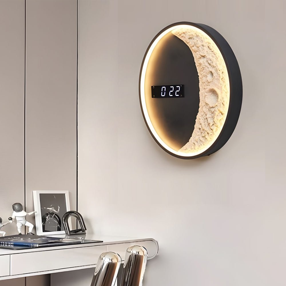 Moon LED Wall Light Wall Digital Clock Astronaut Decor 3 Color Wall ...