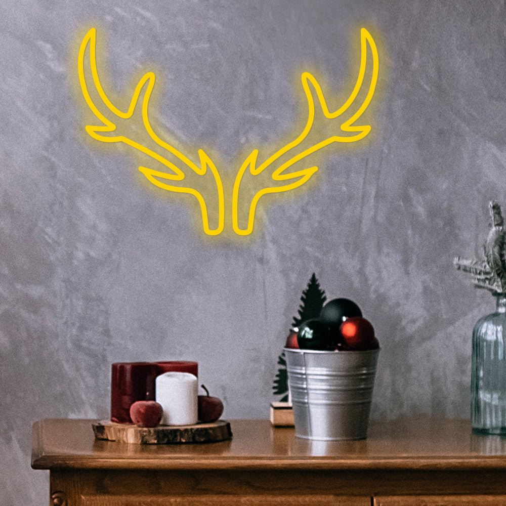 Neon Antlers Party Decoration Personalized LED Sign with Dimmer - Dazuma