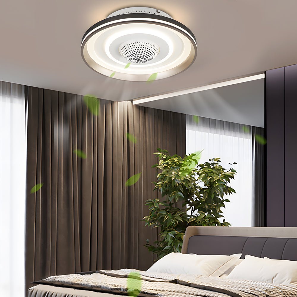 Nordic Round Circles LED Invisible Flush Mount Ceiling Fan Light - Dazuma