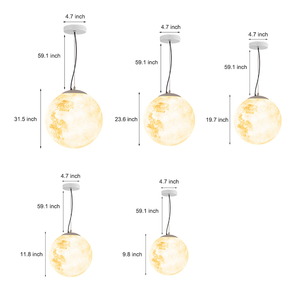 Outdoor Moon Lamp Resin Texture Ambient Globe Pendant Light – Dazuma