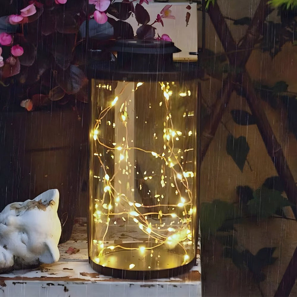 Portable Solar Lanterns - Glass Cylinder Firefly Jar LED Lights - Dazuma