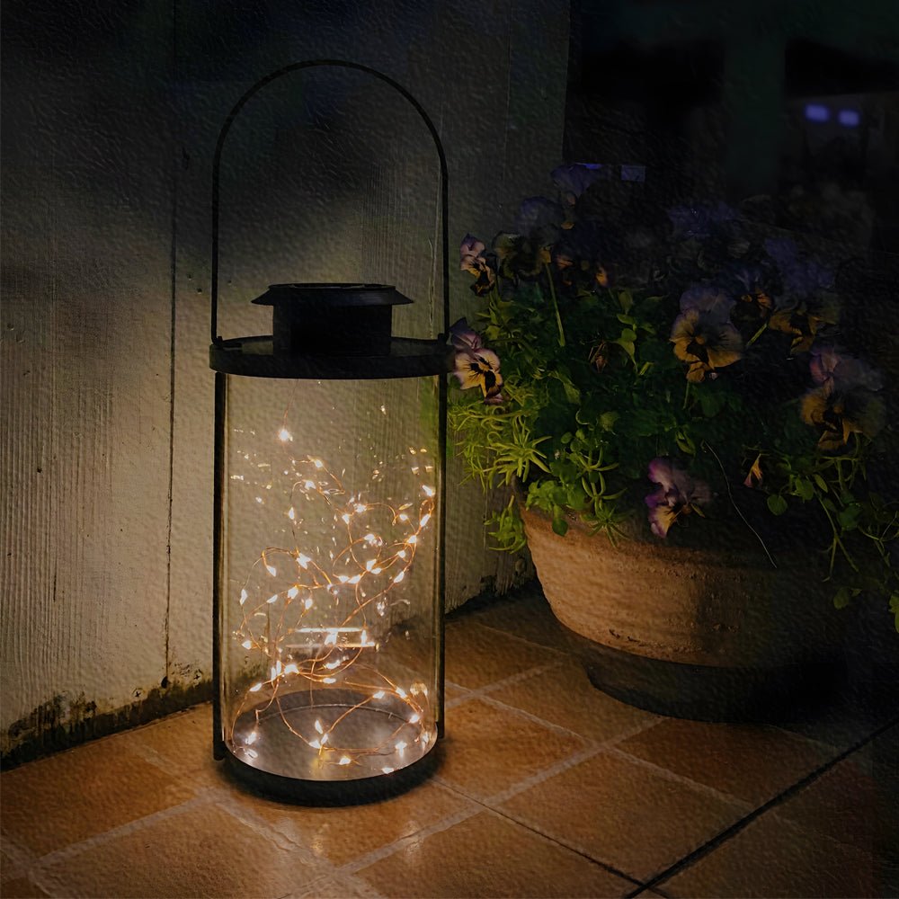 Portable Solar Lanterns - Glass Cylinder Firefly Jar LED Lights - Dazuma