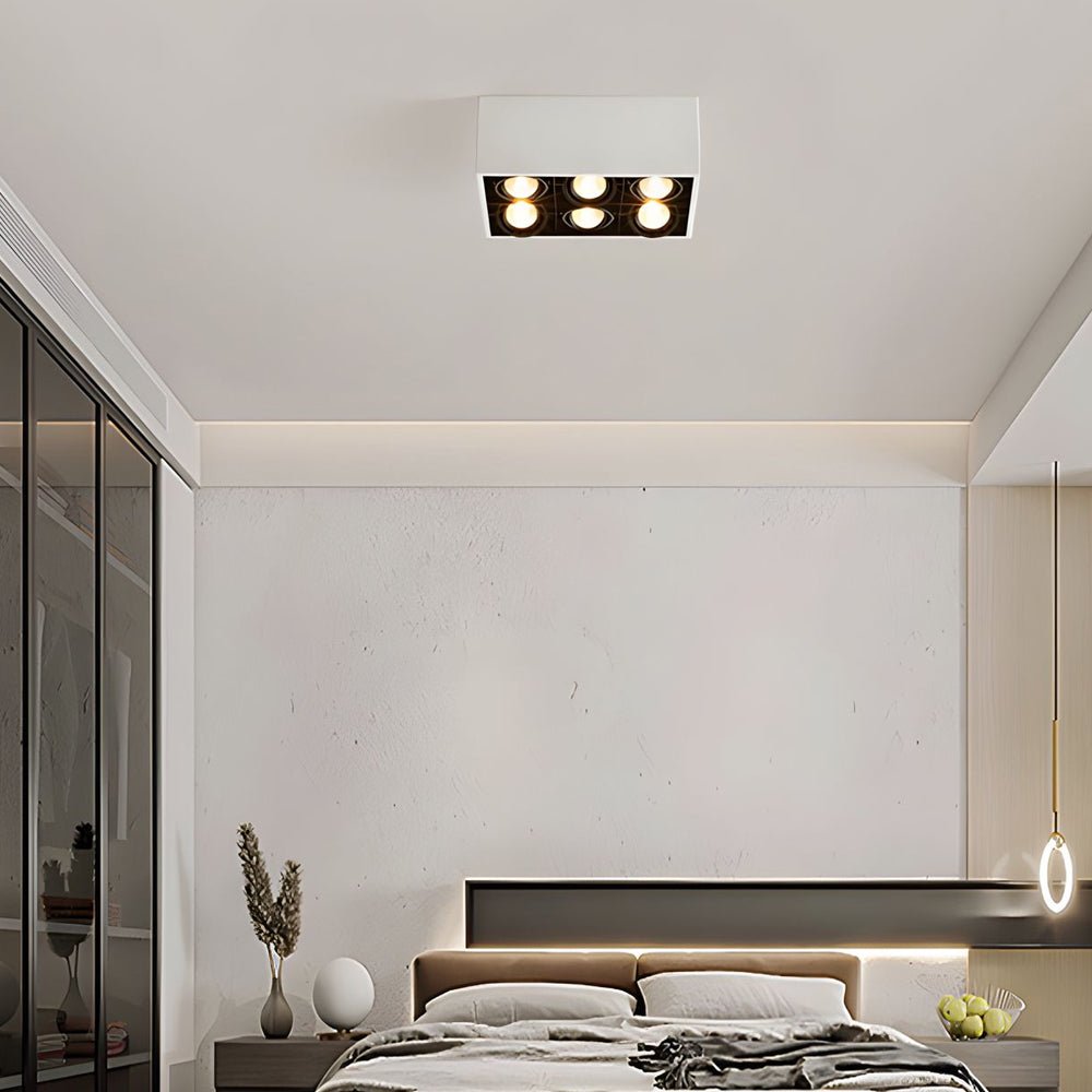 Rectangle Adjustable 6-Head Flush Mount Ceiling Lights Spotlight - Dazuma