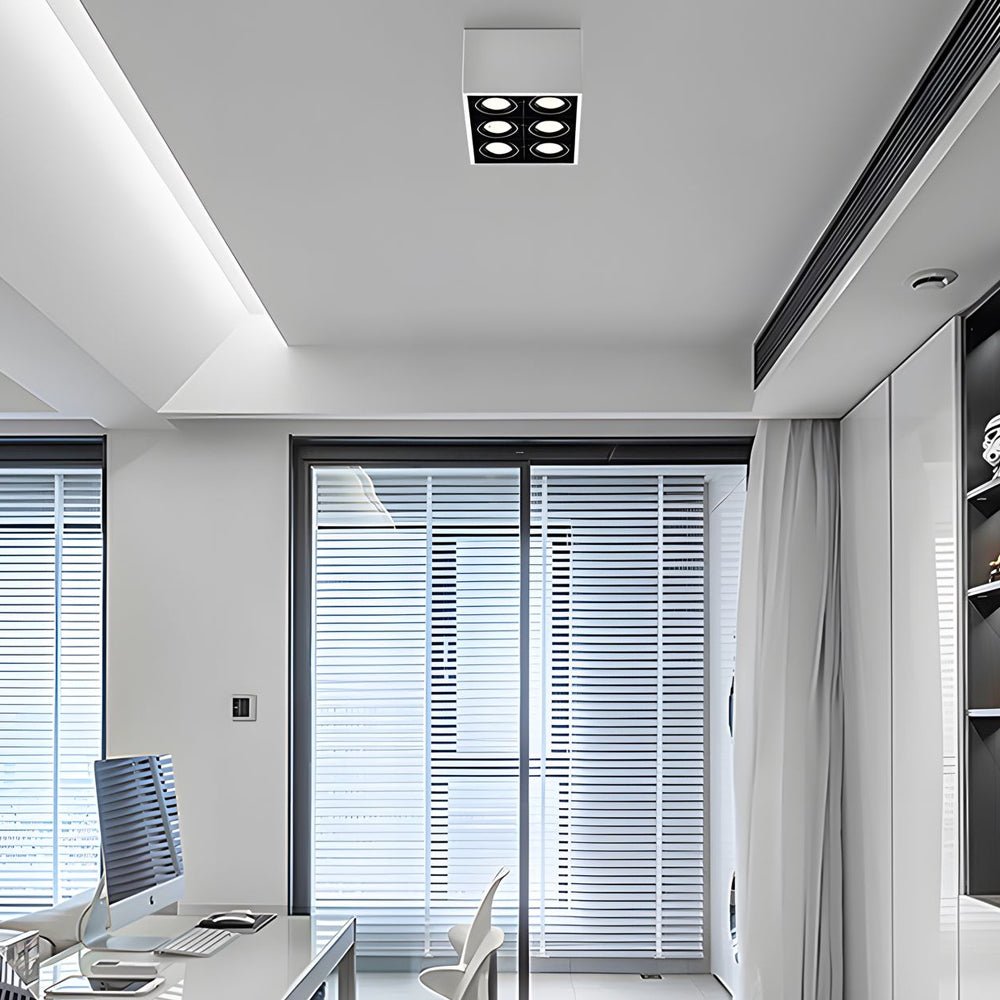 Rectangle Adjustable 6-Head Flush Mount Ceiling Lights Spotlight - Dazuma
