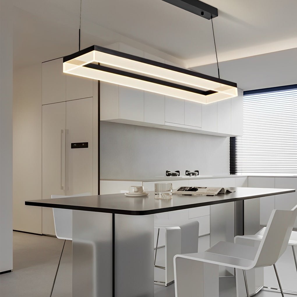 Rectangular Frame 3 Step Dimming Dimmable with Remote Modern Chandelier ...