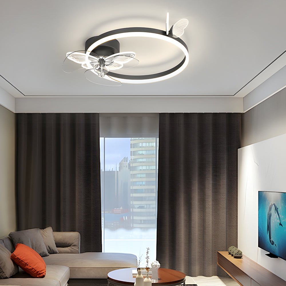 Ring Acrylic Butterflies Three Step Dimming LED Mute Modern Ceiling ...