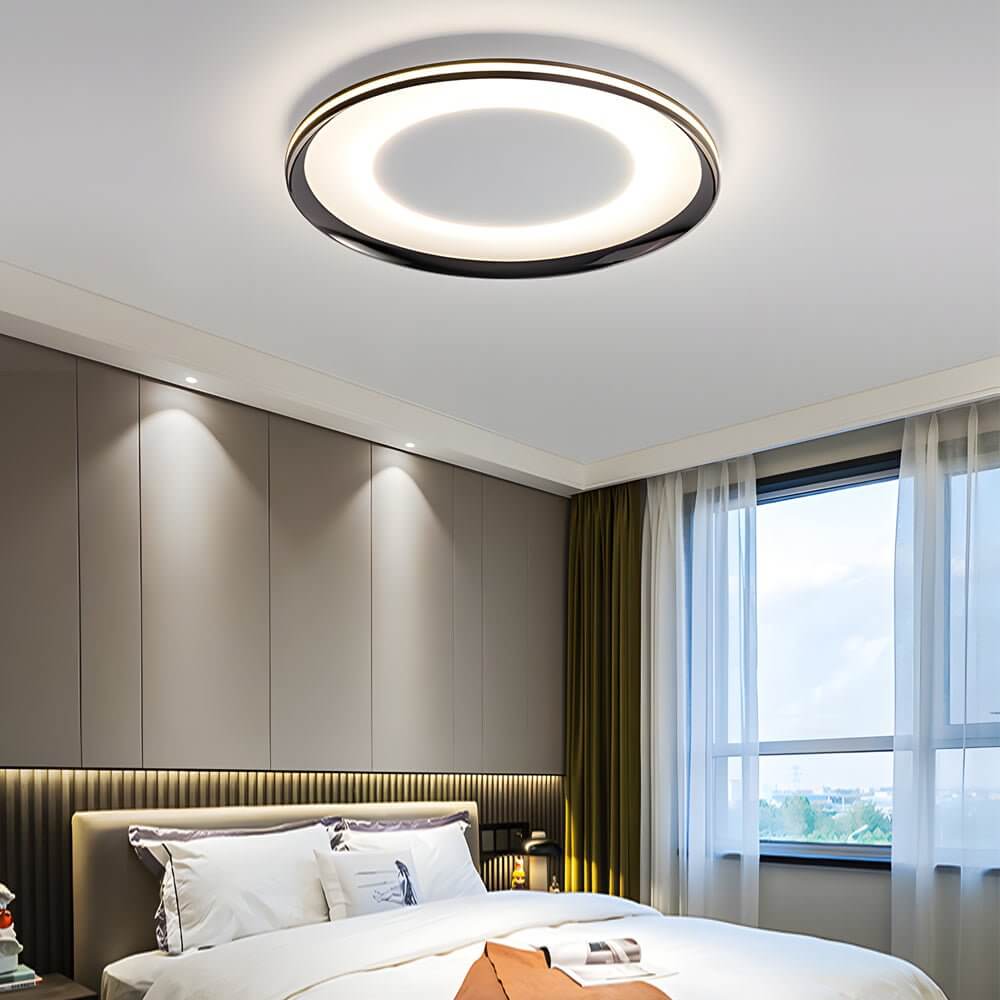 Round Black LED Flush Ceiling Light - Dazuma