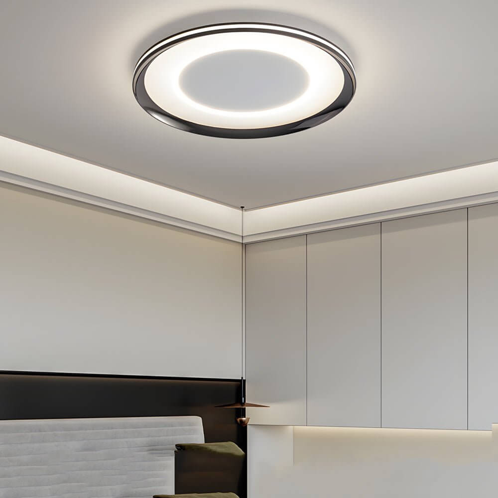 Round Black LED Flush Ceiling Light - Dazuma