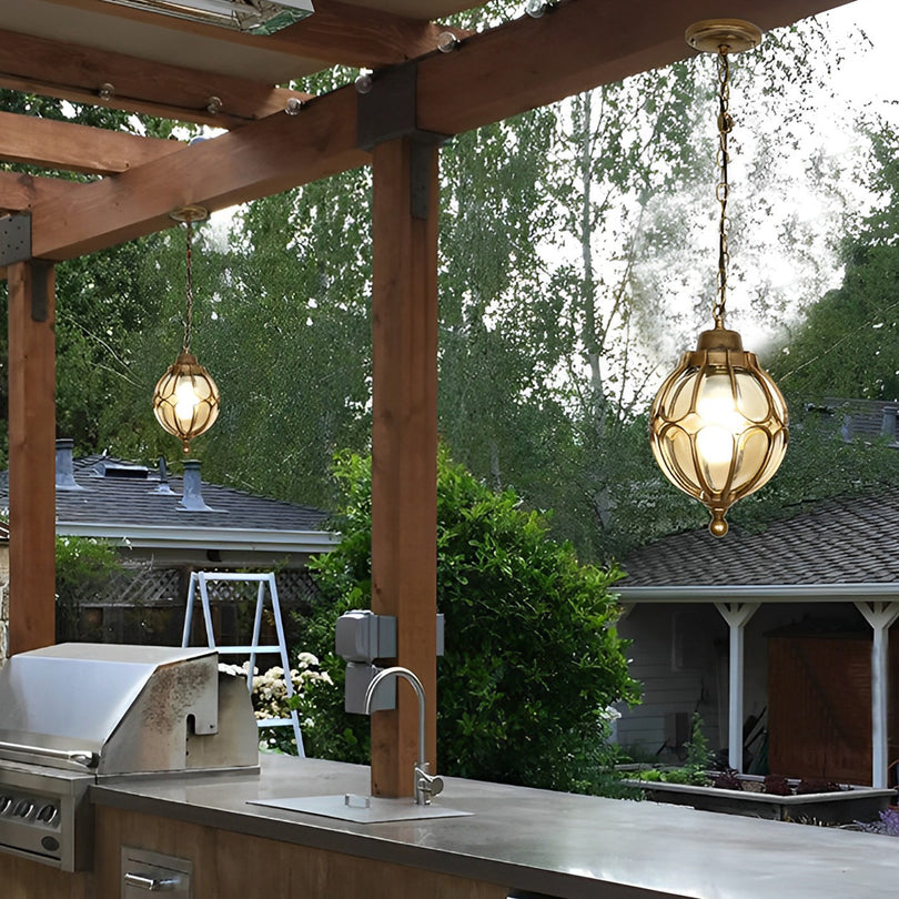 Round Outdoor Hanging Lights | Vintage Exterior Fixture – Dazuma