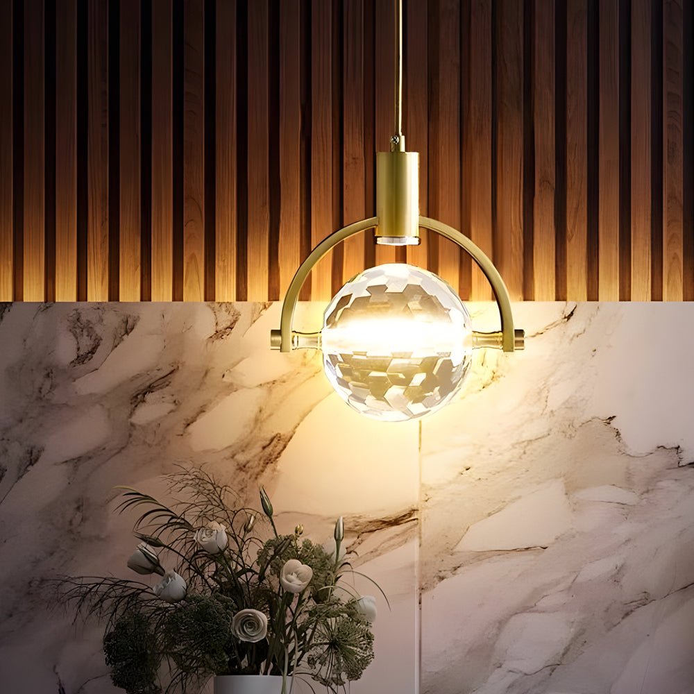 Round Semicircle Crystal Ball Ins LED Creative Modern Hanging Lights ...