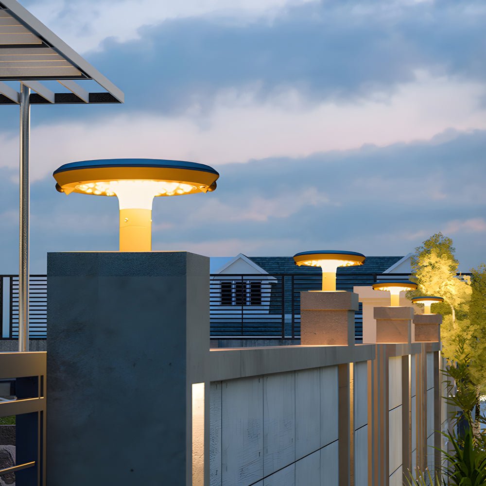 Simple Round LED Solar LED Post Light with Dual Motion Sensor - Dazuma