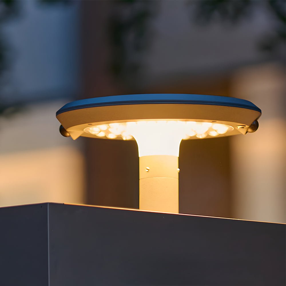 Simple Round LED Solar LED Post Light with Dual Motion Sensor - Dazuma