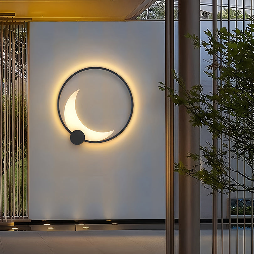 Decorative Outdoor Wall Lights with Moon and Ring Design – Dazuma
