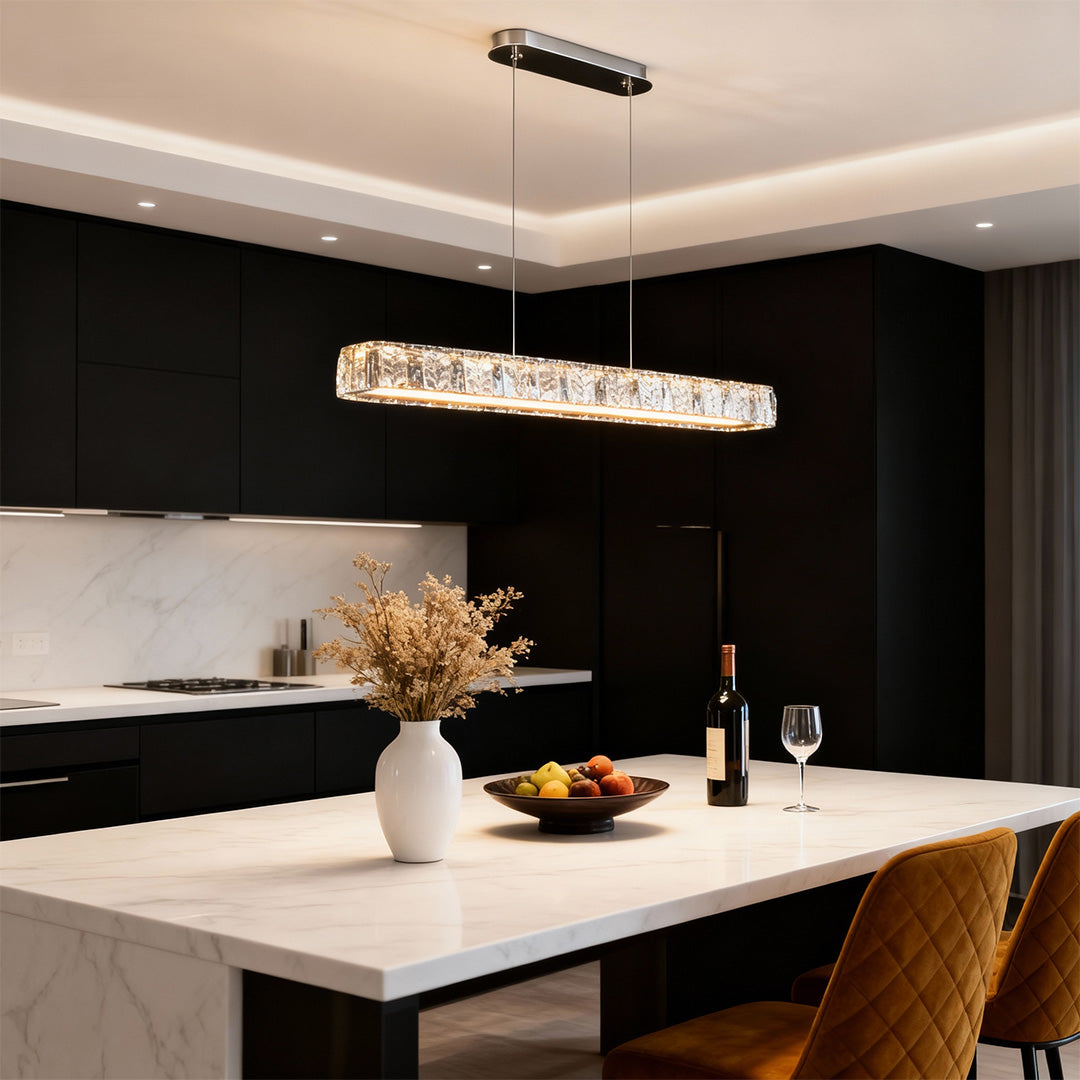 Modern Gold Pendant Light - Linear Crystal Fixture – Dazuma