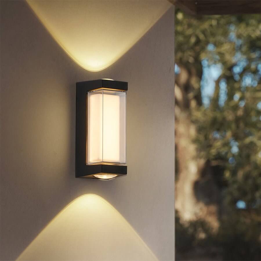Sleek Dual-Directional Outdoor Wall Light with Modern Arc & Rectangular ...