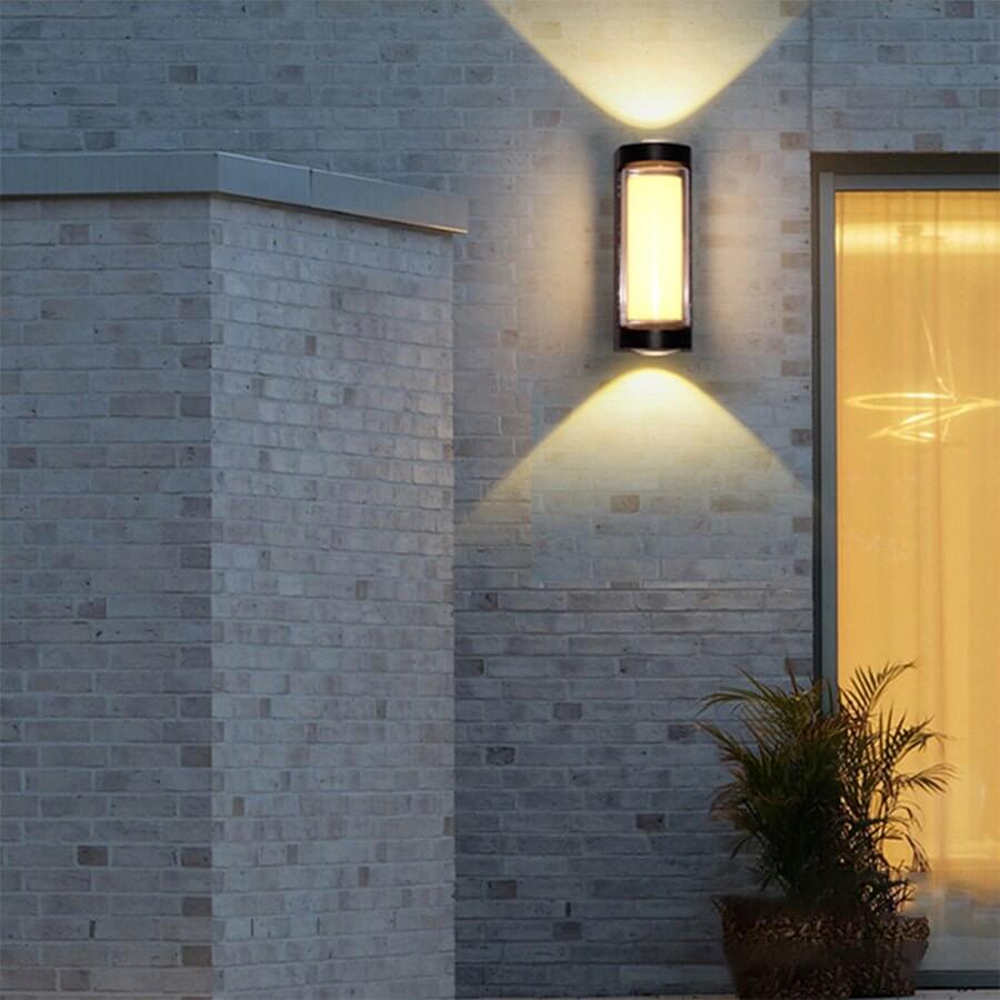 Sleek Dual-Directional Outdoor Wall Light with Modern Arc & Rectangular ...