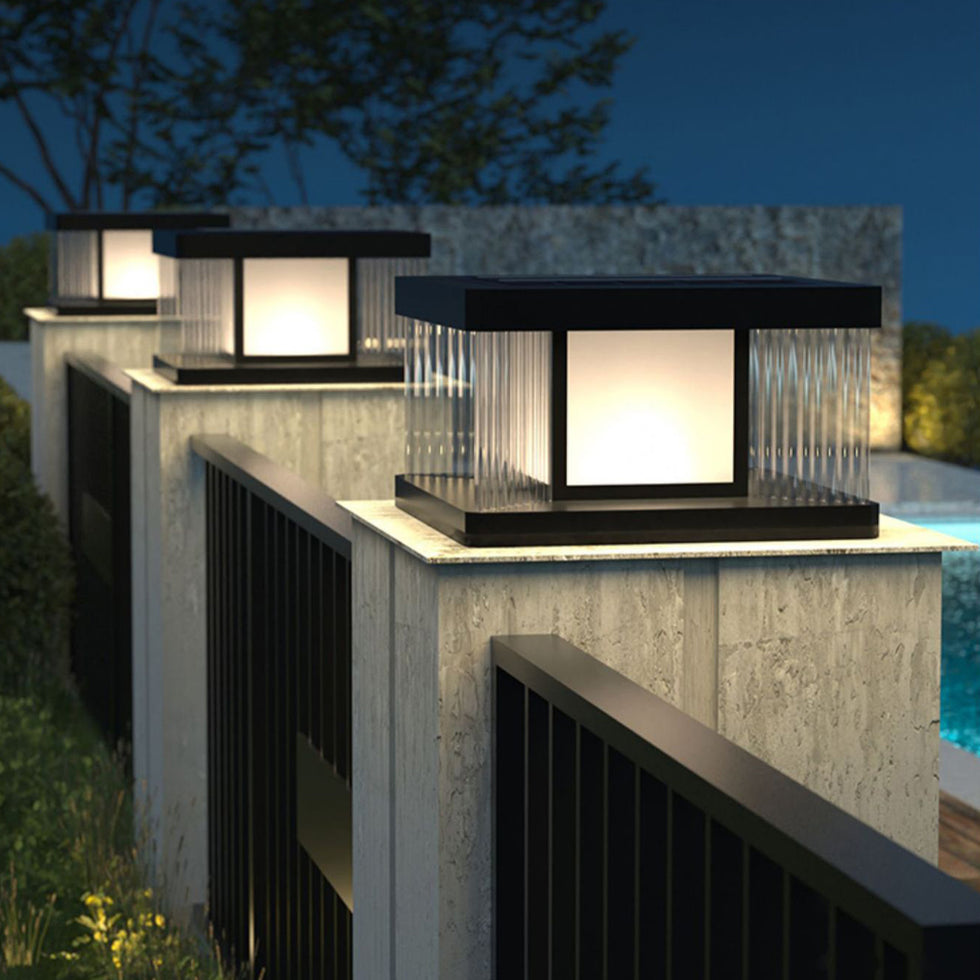 Solar Pillar Lights LED Glass Acrylic Solar Fence Post Light – Dazuma