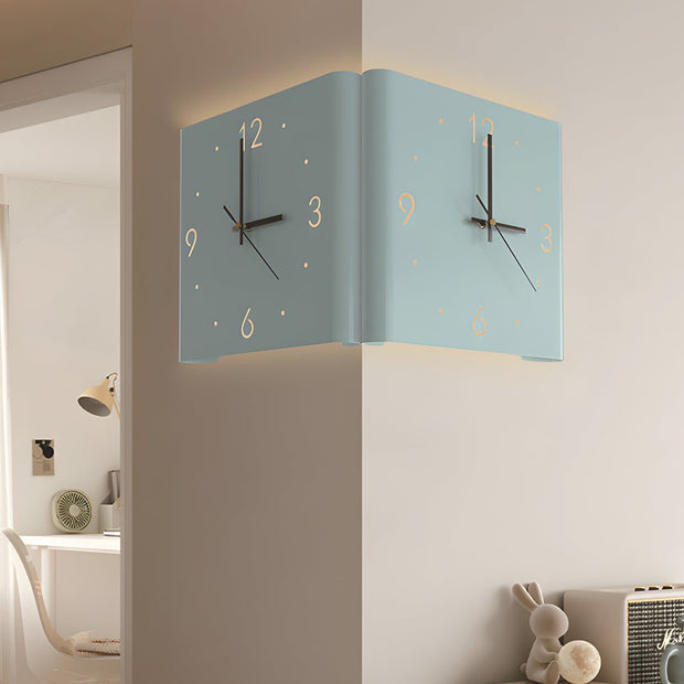 Square Metal Silent Backlit LED Corner Wall Clock Modern Wall Decor ...