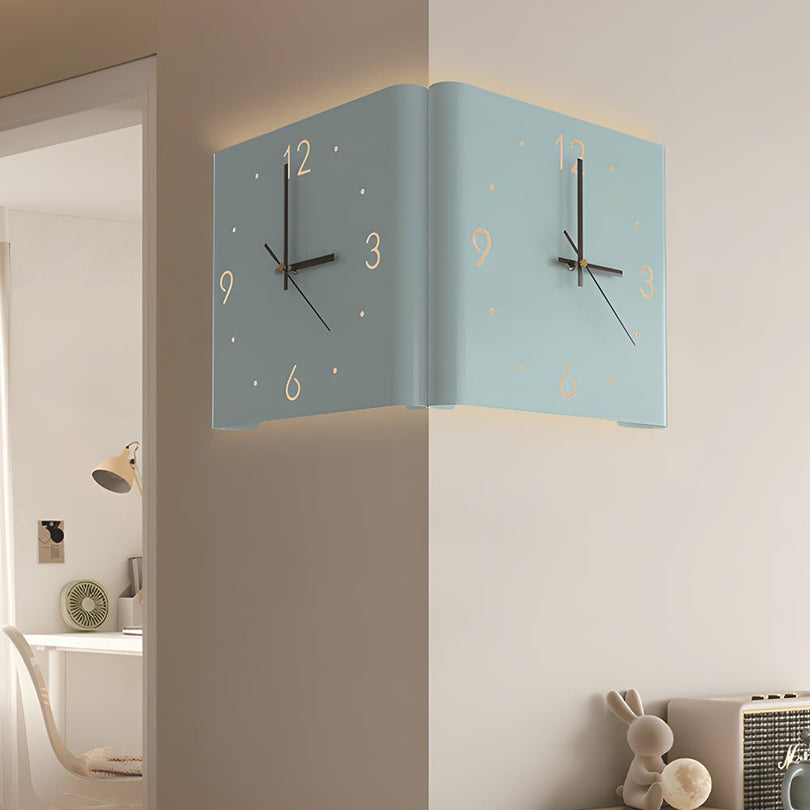 Square Metal Silent Backlit LED Corner Wall Clock Modern Wall Decor ...