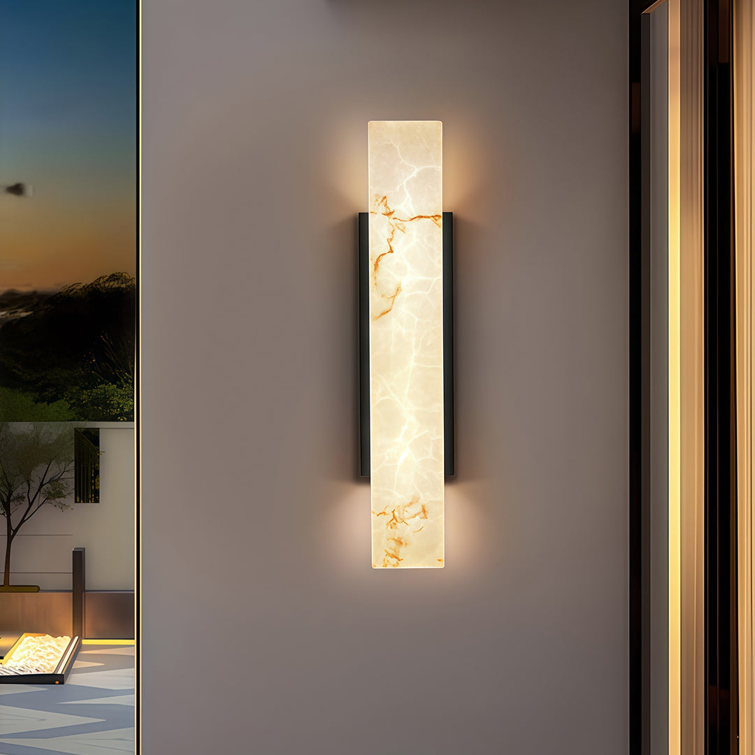 Square Outdoor Wall Lights With Alabaster Stone Panel – Dazuma