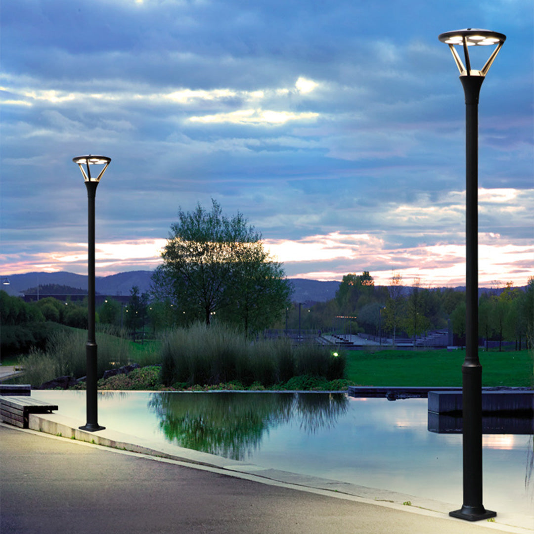 Futuristic LED Outdoor Lamp Post Lights With Halo Ring | Outdoor ...