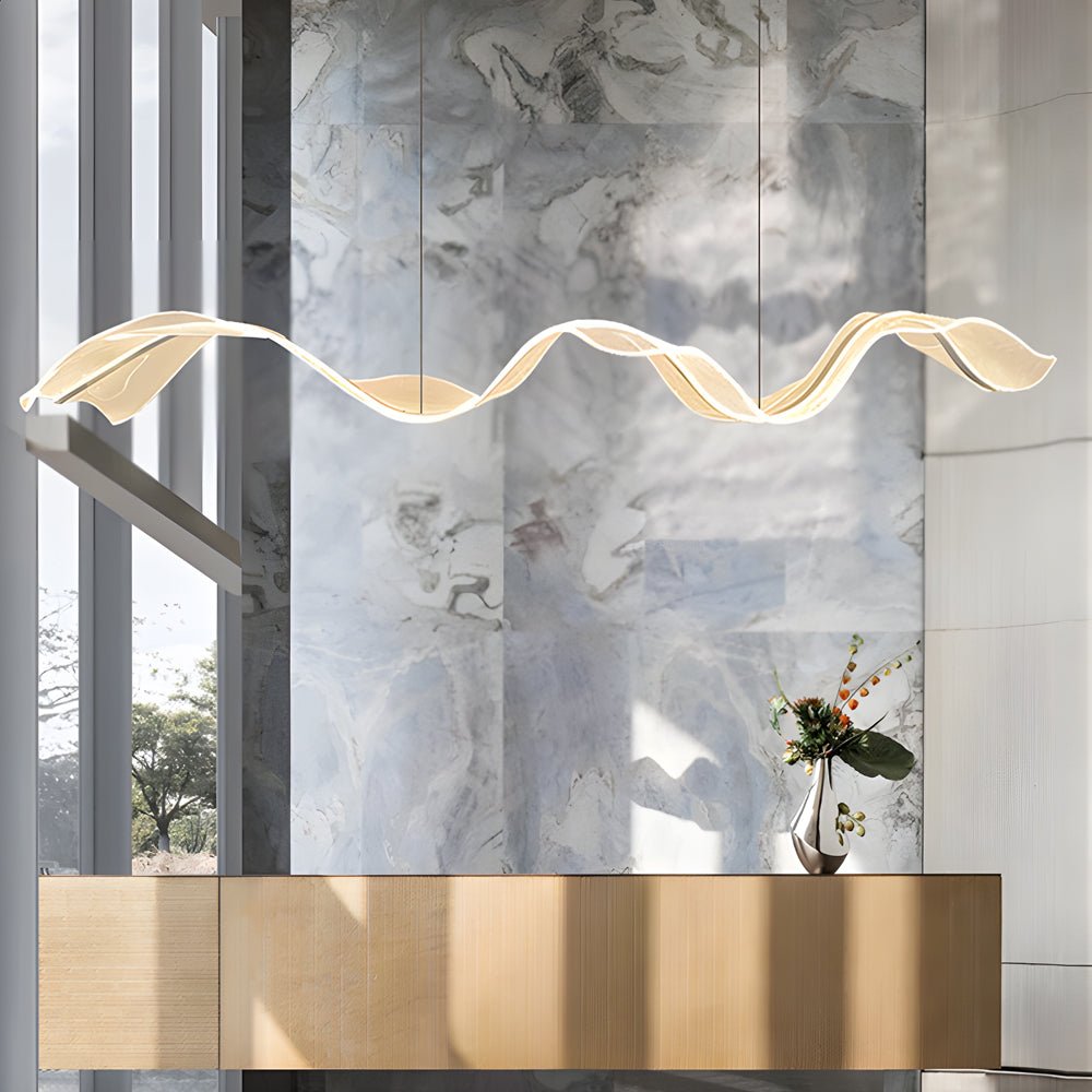 Waves Acrylic Ribbon Streamers LED Modern Chandeliers with LED Strip ...