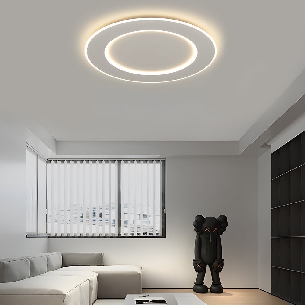 White Dimmable LED Circle Flush Ceiling Light - Dazuma