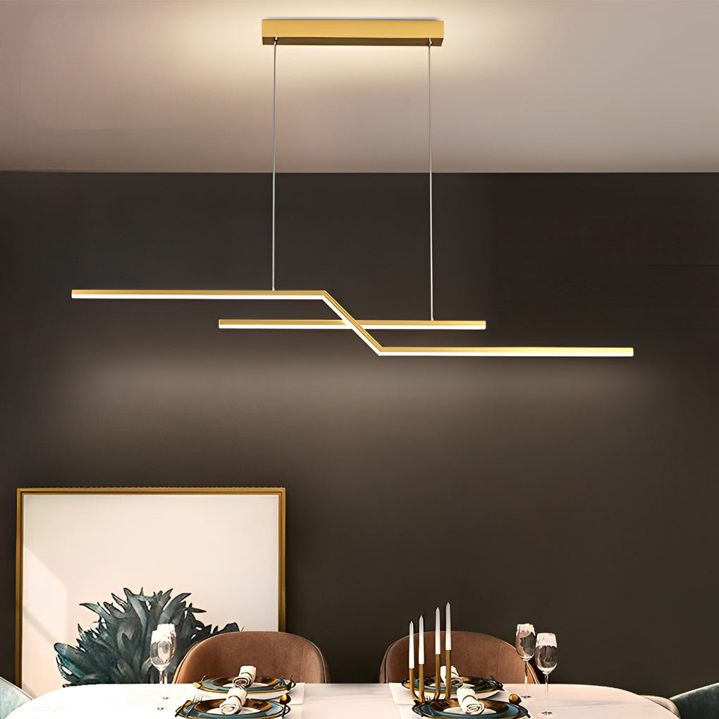 Minimalist Creative Linear LED Three Step Dimming Modern Chandelier ...