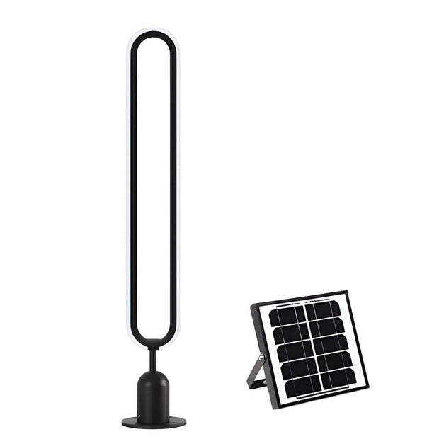 Sleek Black Oval Ring LED Solar Lights Modern Outdoor Minimalist Design ...