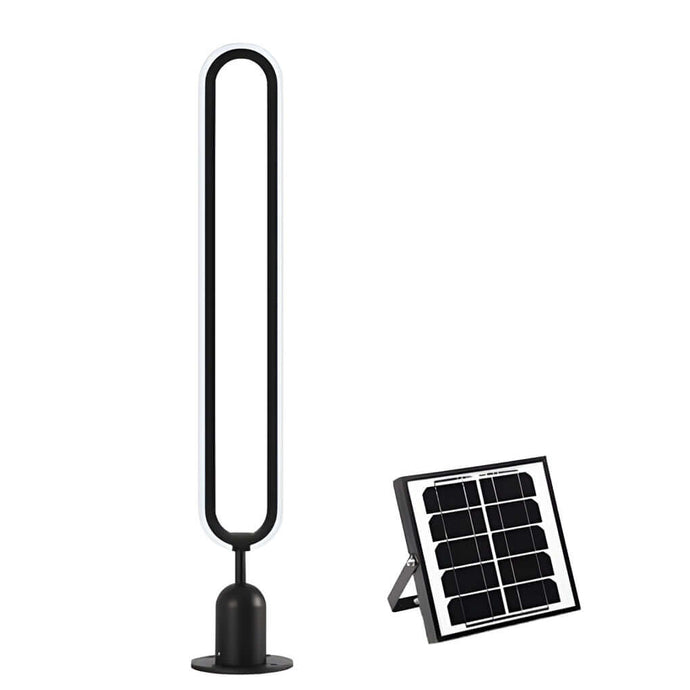 Sleek Black Oval Ring LED Solar Lights Modern Outdoor Minimalist Design ...